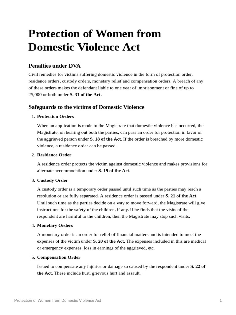 Protection of Women From Domestic Violence Act | PDF | Domestic ...