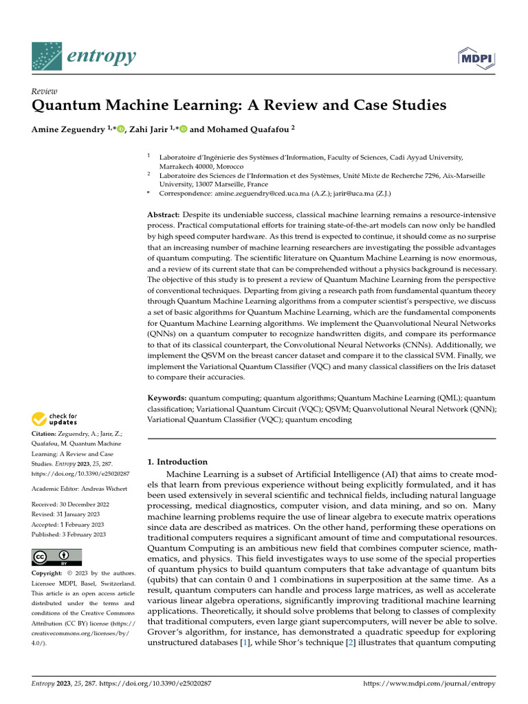 Entropy 25 00287 v2 | PDF | Quantum Computing | Quantum Entanglement