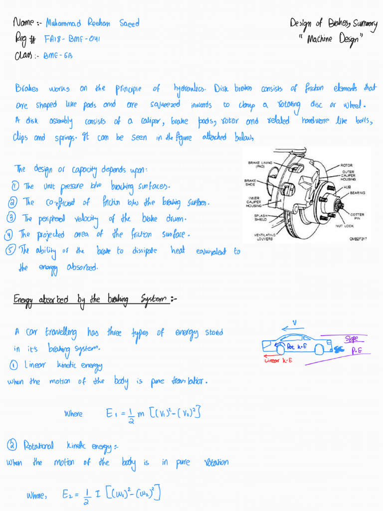 Design of Brakes Summary | PDF