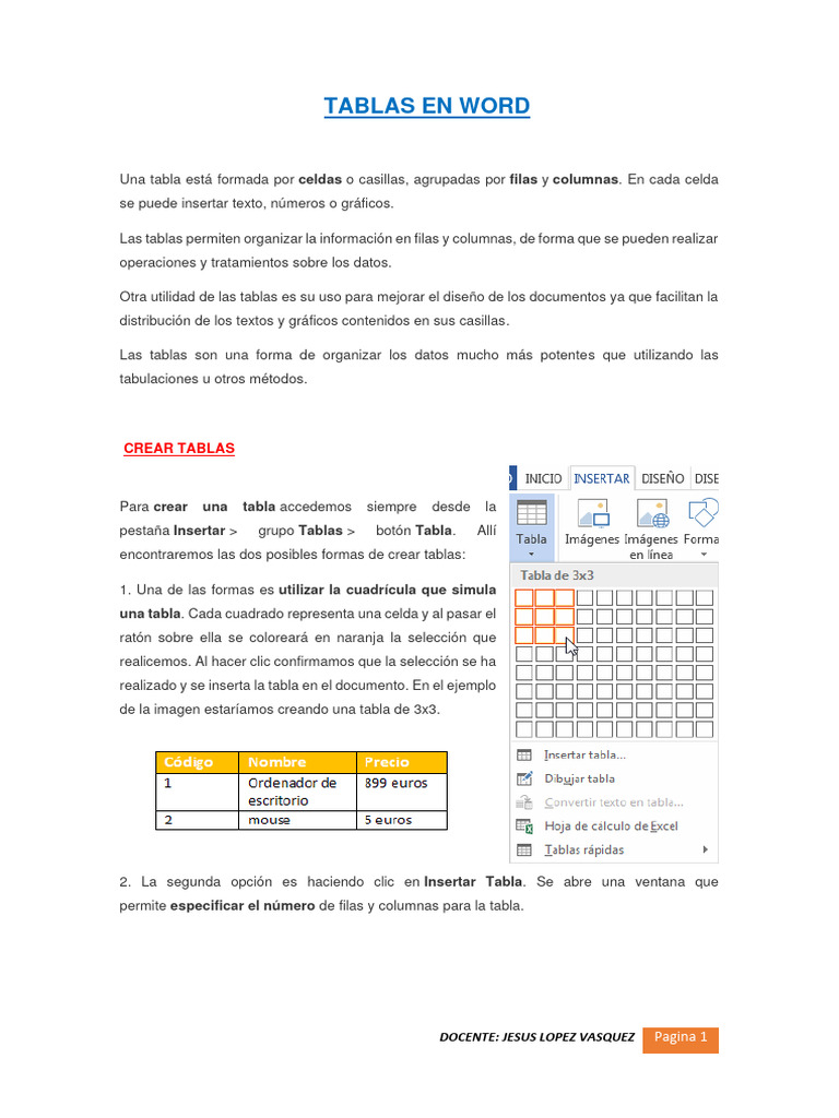 Tablas en Word | PDF | Ventana (informática) | Informática
