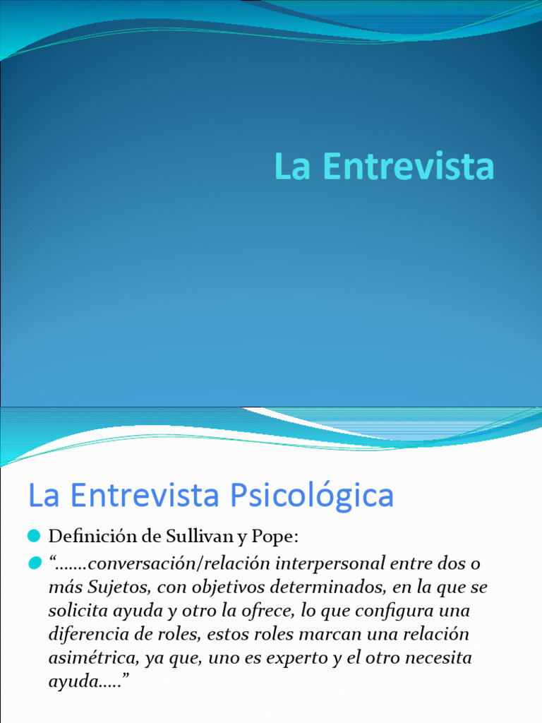4la Entrevista y Evaluacion Psicologica | PDF | Sicología | Ciencias ...