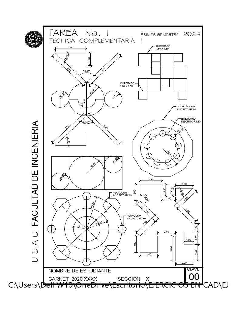 EJERCICIO. 1 DE UNIDAD 3 DE AUTO CAD - Dwg2024-Model | PDF