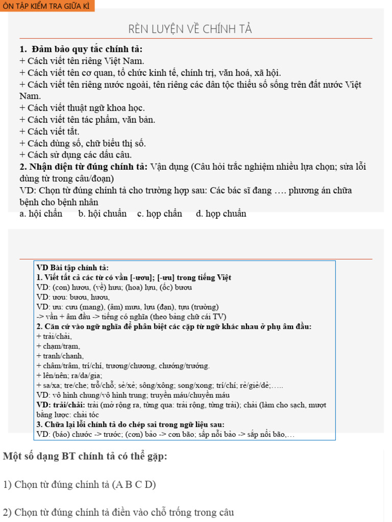 ÔN TẬP - GK - TIẾNG VIỆT THỰC HÀNH.HVPG.2023 | PDF