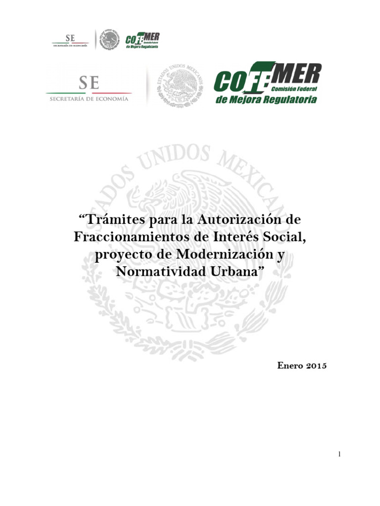 COFEMER Trámites para Autorizaciones de Conjuntos Urbanos de Interés ...