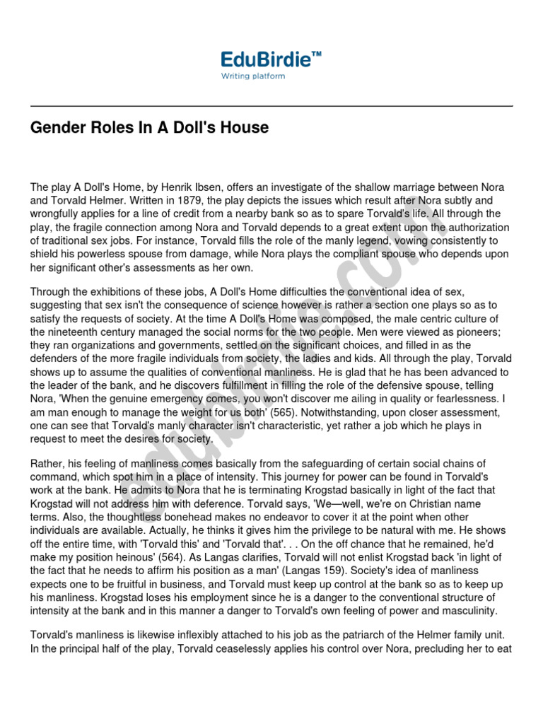 Gender Roles in A Doll's House | PDF | A Doll's House