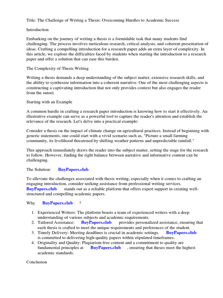 How To Start A Introduction On A Research Paper With An Example | PDF ...