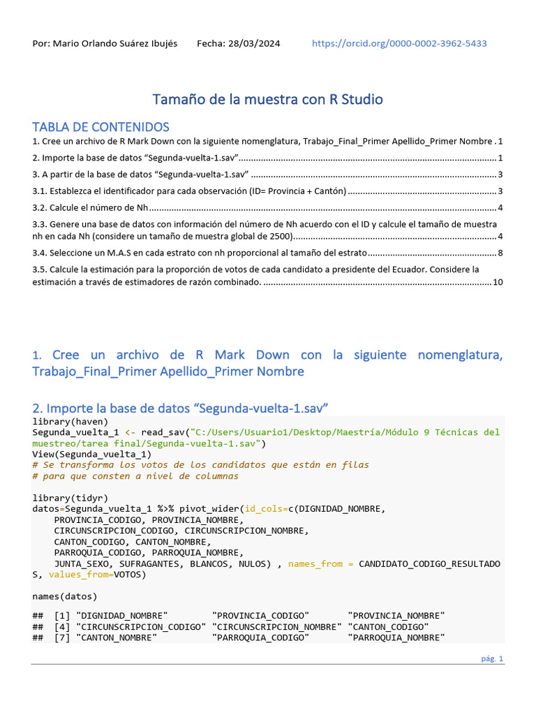 Tamaño de La Muestra Con R Studio | PDF