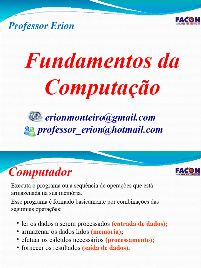 Aula 04 - Fundamentos Da Computação | Download grátis PDF ...