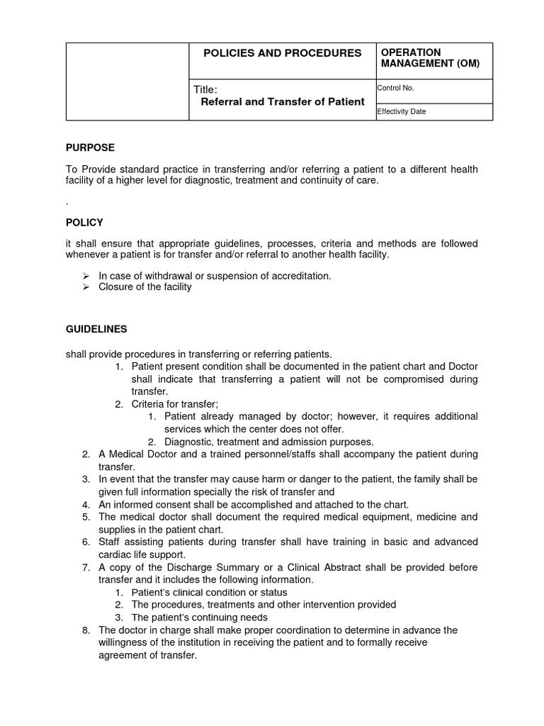 Referral and Transfer of Patient | PDF | Patient | Medicine