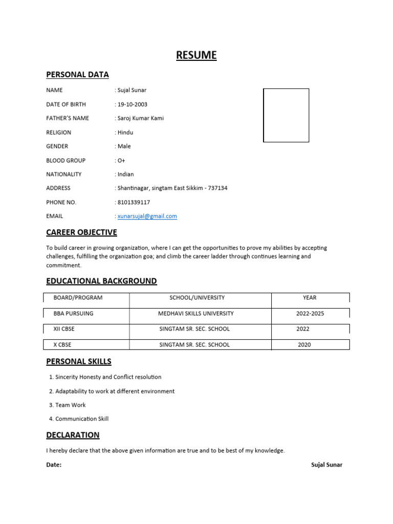 Resume 1 | PDF