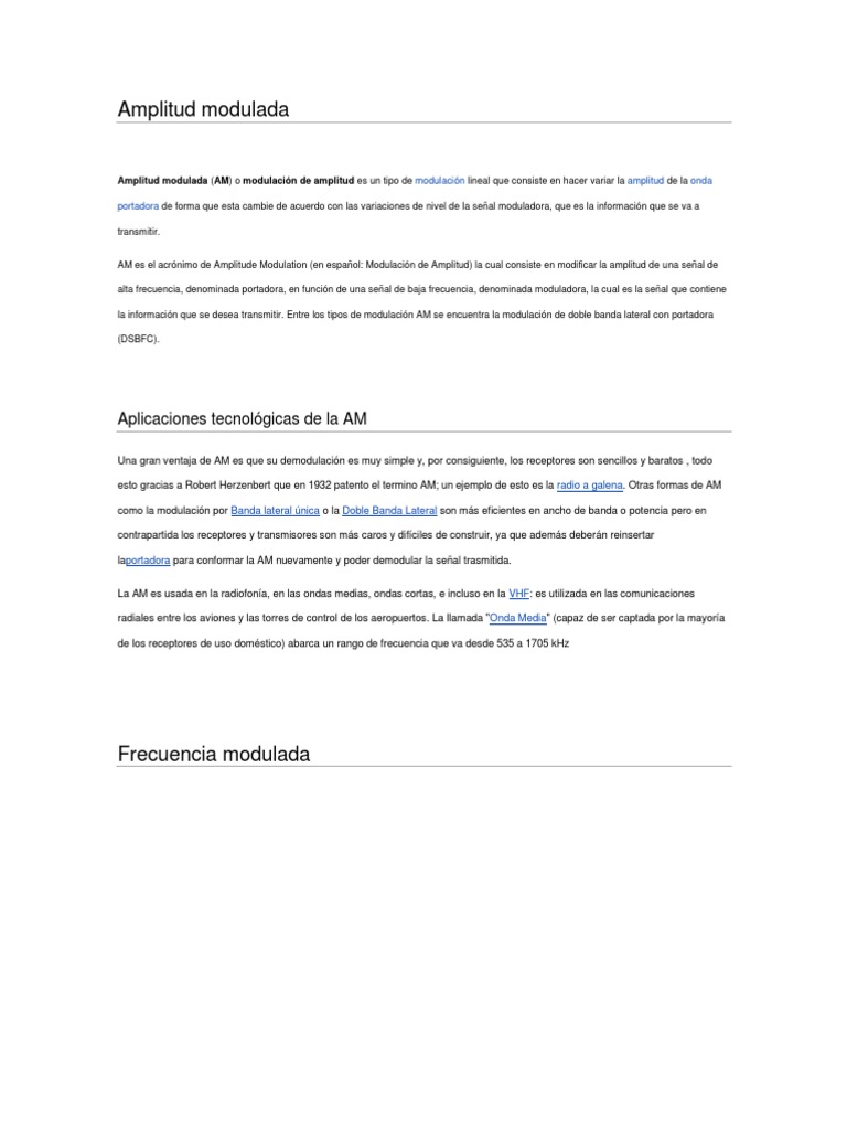 Amplitud Modulada | PDF | Modulación de frecuencia | Electrónica