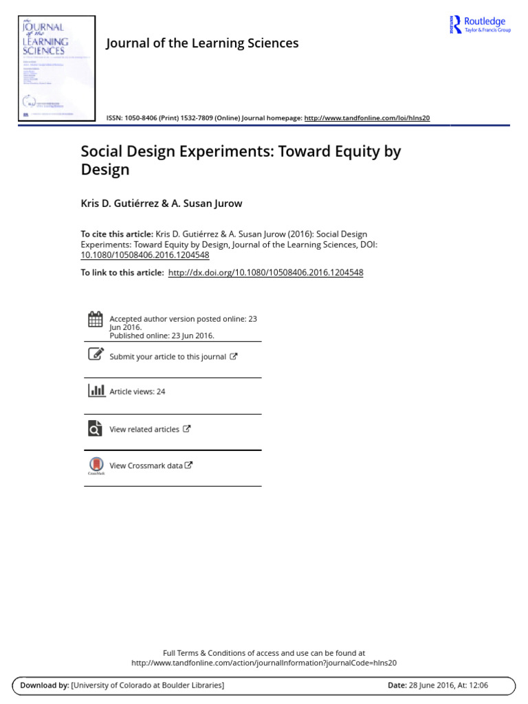 Social Design Experiments for Equity | PDF | Learning | Community