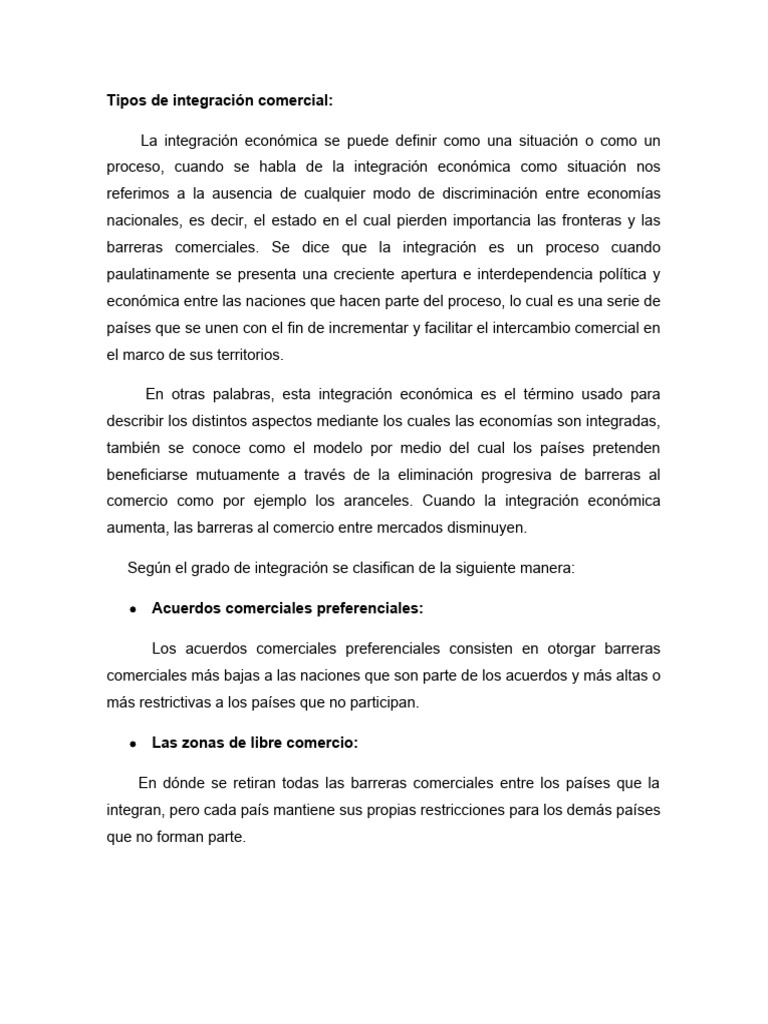 Tipos de Integración Comercial | Descargar gratis PDF | Integración ...