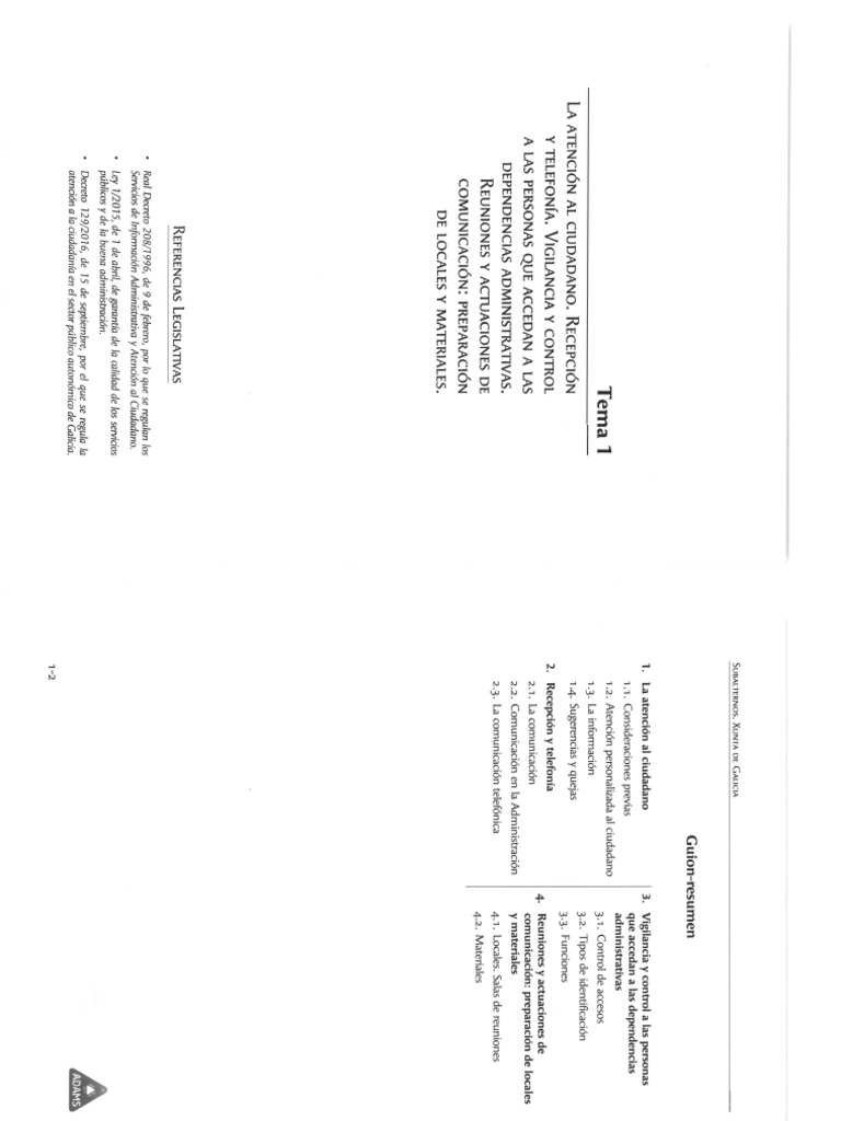 Tema 1 Atención Ciudadano ADAMS | PDF