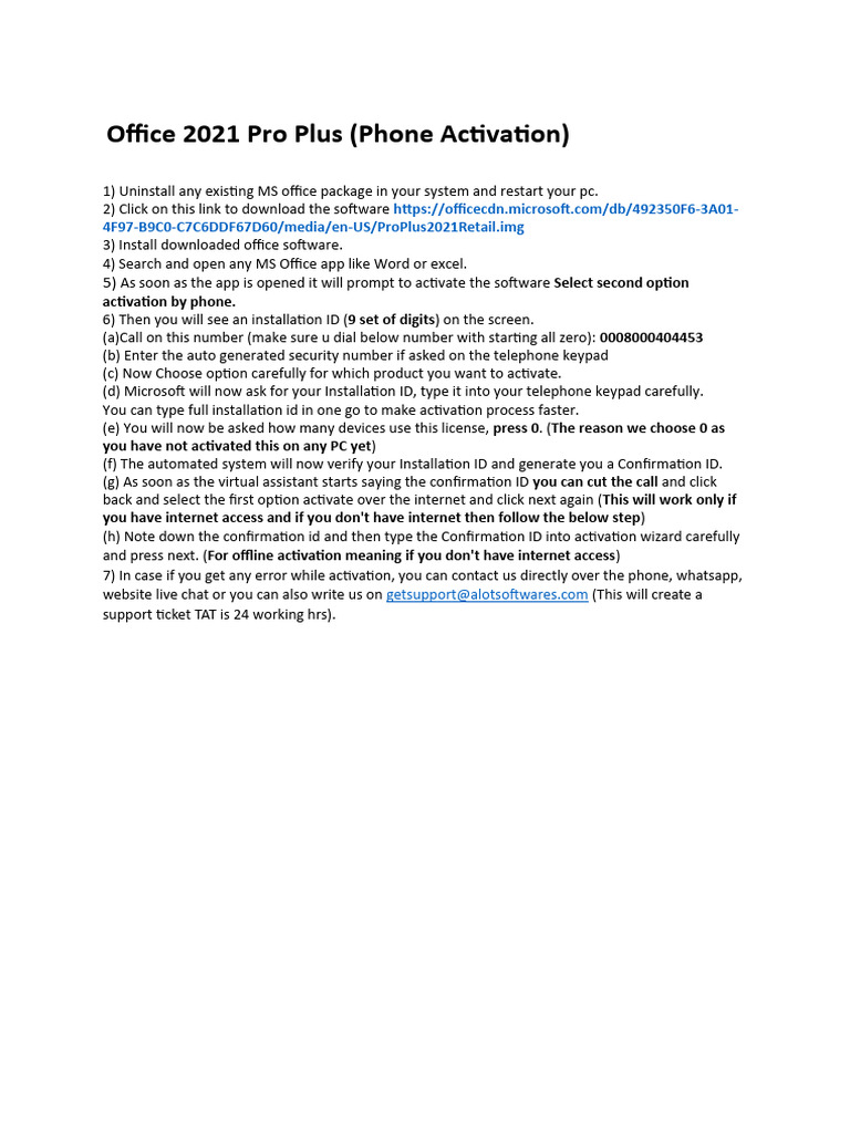 Office 2021 Pro Plus Phone Activation Av5az5 | PDF