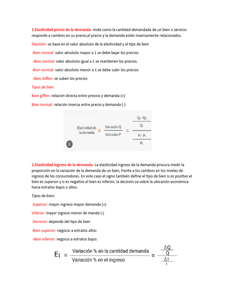 Parcial 2 Micro Formulas | Descargar gratis PDF | Elasticidad (economía) | Oferta (economía)