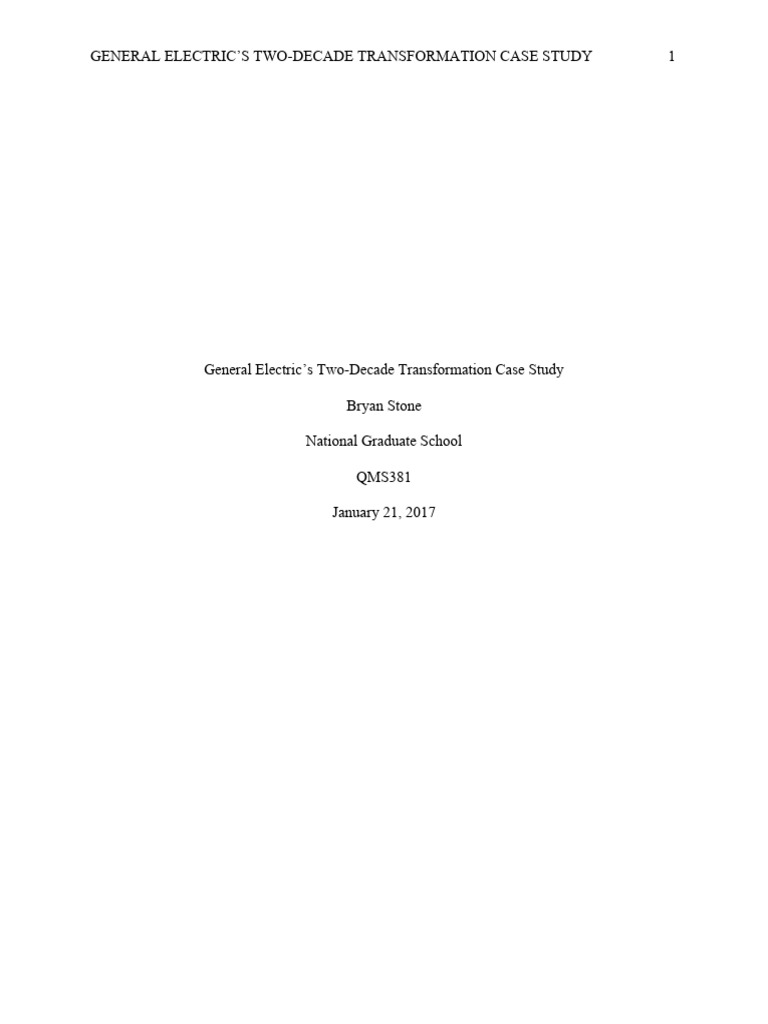General Electric's Two-Decade Transformation Case Study | PDF | Six ...
