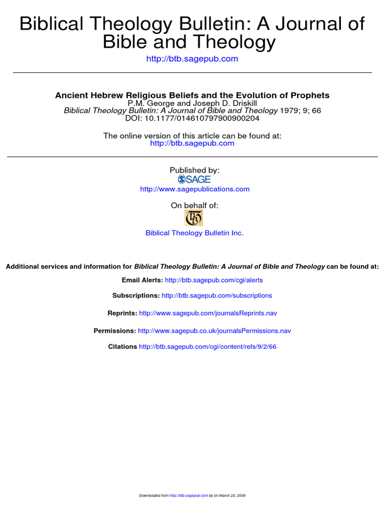 Ancient Hebrew Religious Beliefs and The Evolution of Prophets - George ...