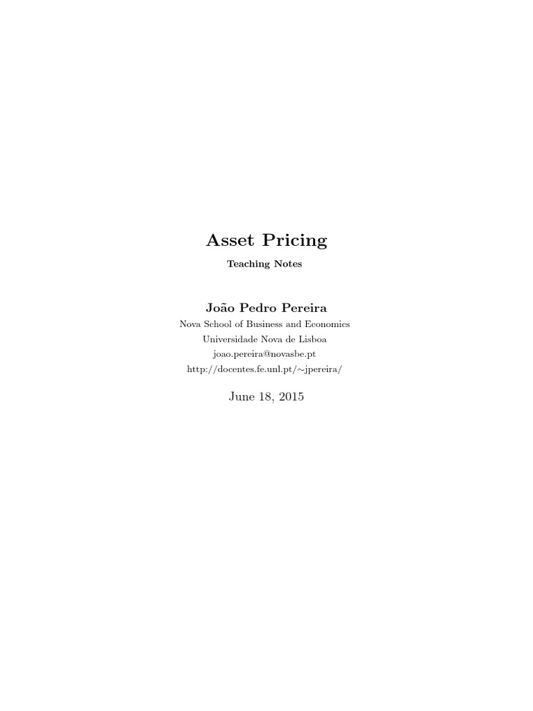 Asset Pricing Teaching Notes | PDF | Modern Portfolio Theory | Risk ...
