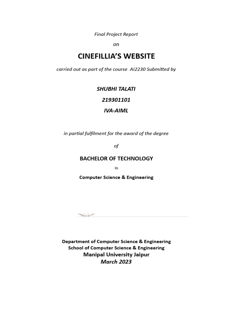 Final Project Report | PDF Final Project Report | PDF