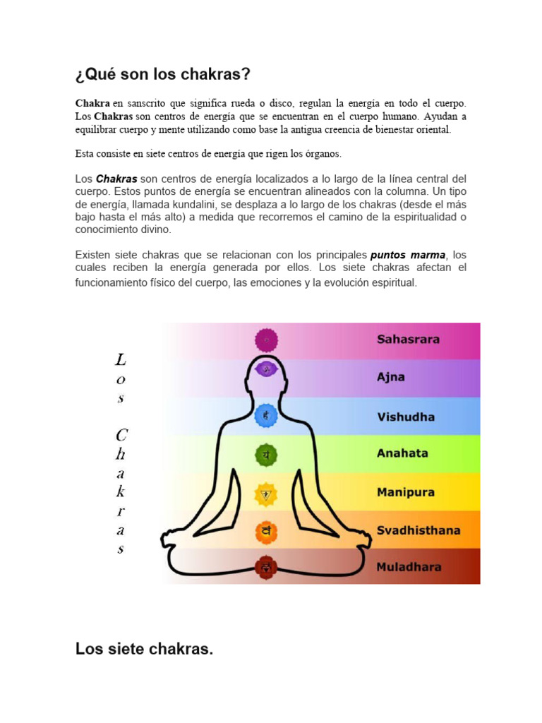 Guía completa de los chakras y su función | PDF | Chakra | Color