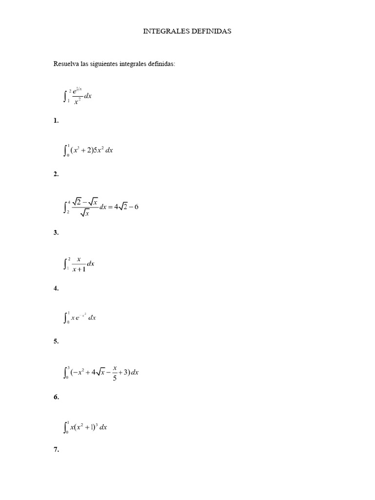 Ejercicios Integrales Definidas Sin Áreas | PDF