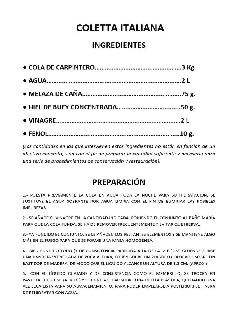 Receta de Coletta Italiana | PDF