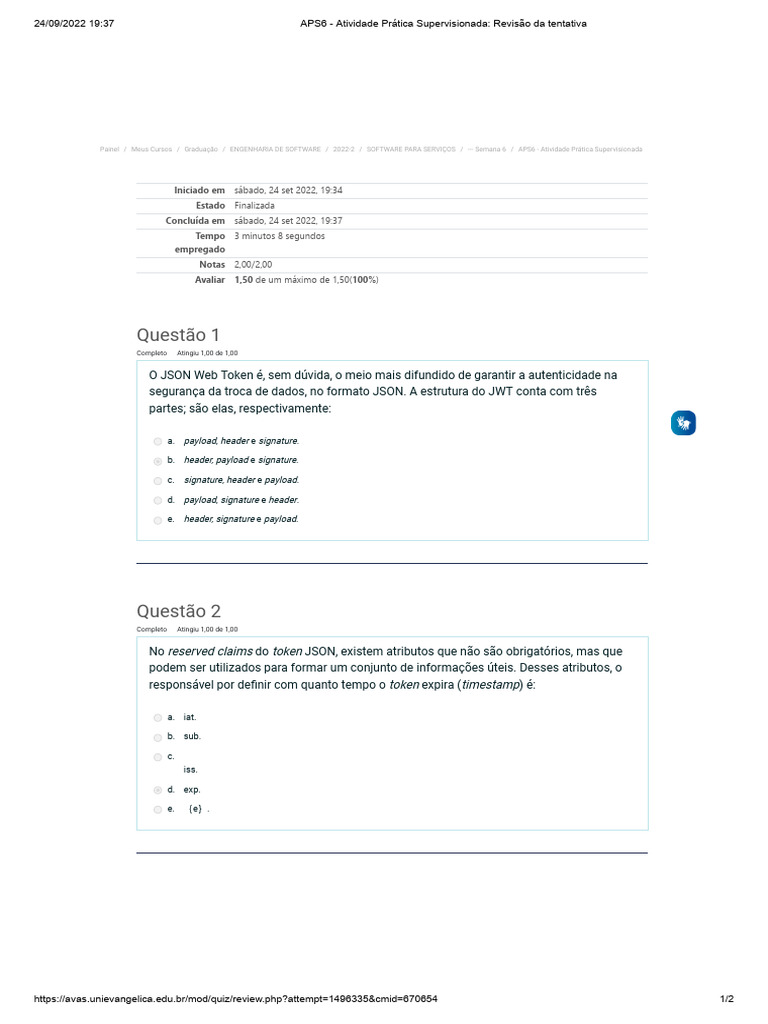 APS6 - Atividade Prática Supervisionada - Revisão Da Tentativa | PDF | Informática | Tecnologia ...