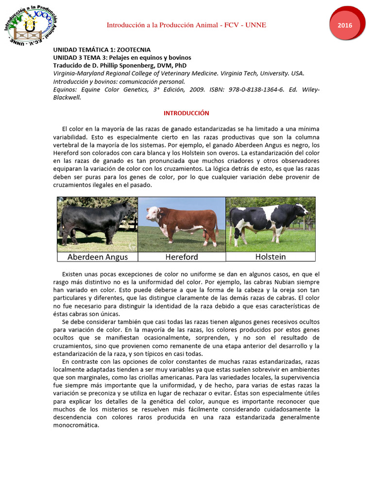 Genética del Color en Ganado y Equinos | PDF | Dominancia (Genética ...