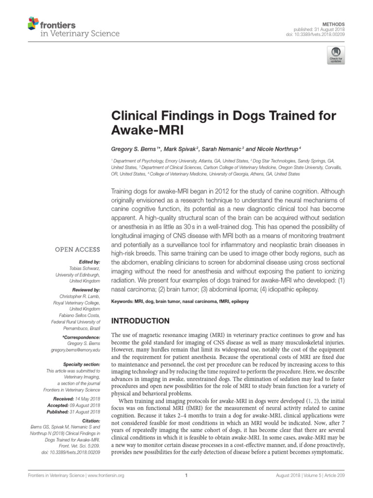 Dogs Trained for Awake-MRI Insights | PDF | Magnetic Resonance Imaging ...