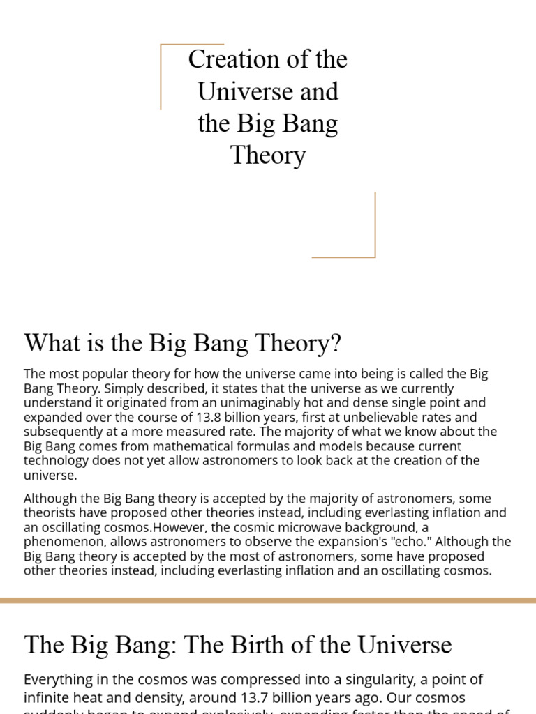 Creation of The Universe and The Big Bang Theory | Download Free PDF | Big Bang | Cosmic ...