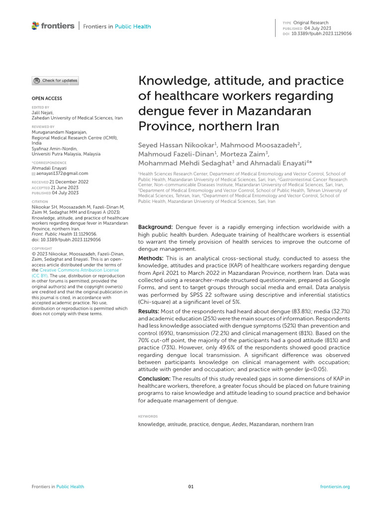 2023 - Nikookar - Knowledge, Attitude, and Practice of Healthcare | PDF | Health Care | Health ...