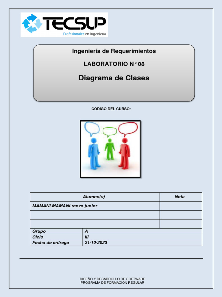 Lab 08 - Diagrama de Clases - MAMANI - MAMANI.renzo - Junior - 3C24A | PDF | Lenguaje de ...