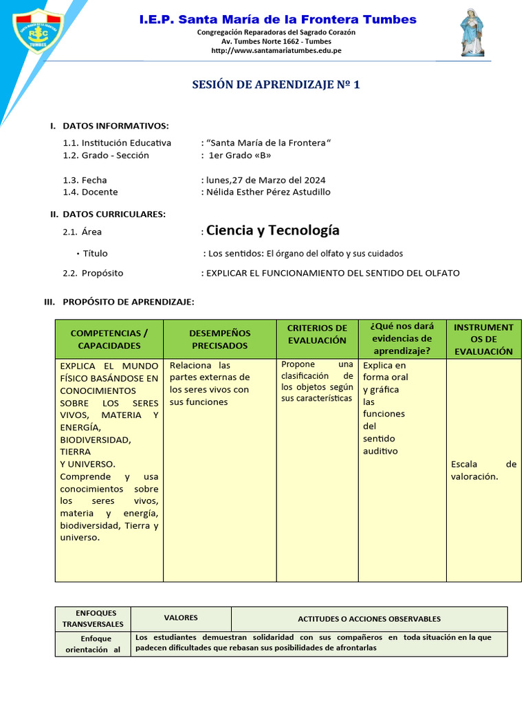 Funcionamiento del Olfato en Niños | PDF | Aprendizaje | Evaluación