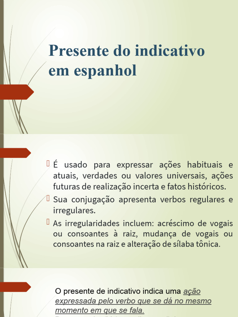 Presente Do Indicativo em Espanhol | PDF | Famílias linguísticas | Idiomas