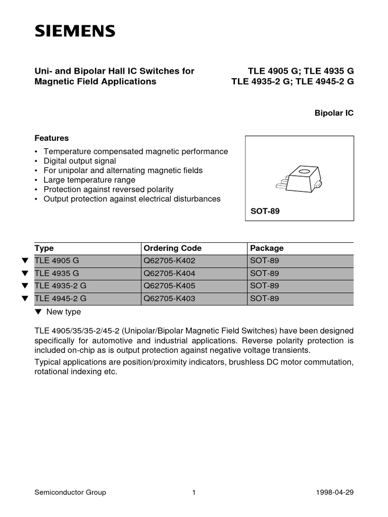 Tle 4905 Data Sheet | PDF | Bipolar Junction Transistor | Electrical ...
