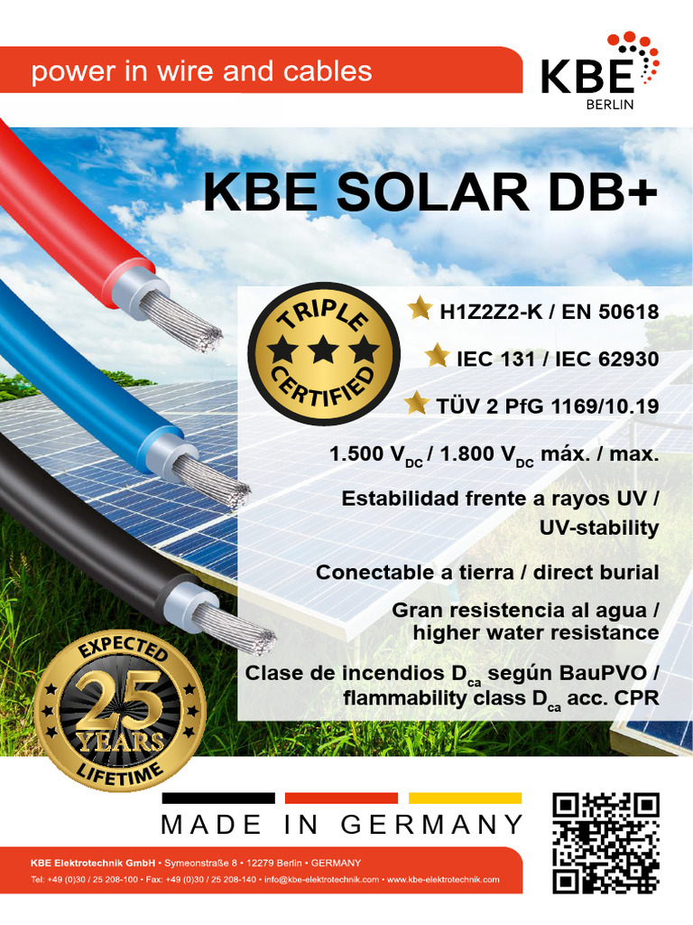 KBE Solar DB+ Datasheet ES | PDF | Física Aplicada e Interdisciplinaria | Ingenieria Eléctrica