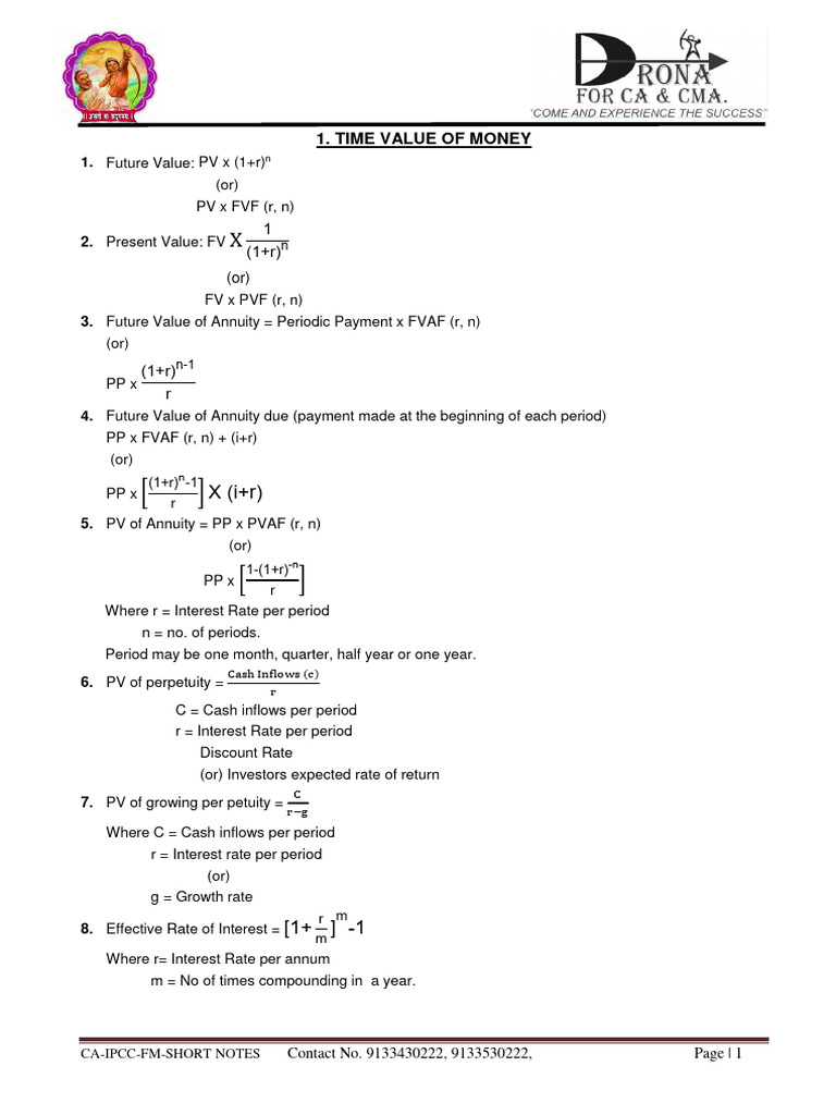 FM Shot Notes | PDF | Net Present Value | Internal Rate Of Return