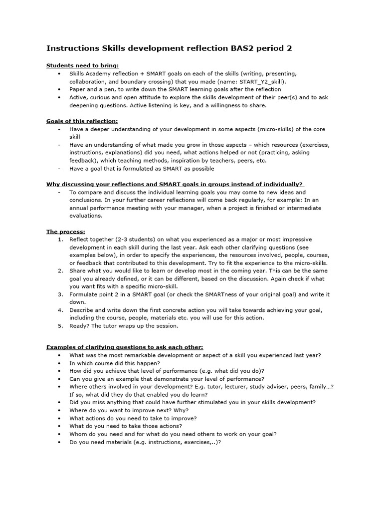 Instruction Students Live Reflection Sessions BAS2 | PDF | Psychological Concepts | Teaching