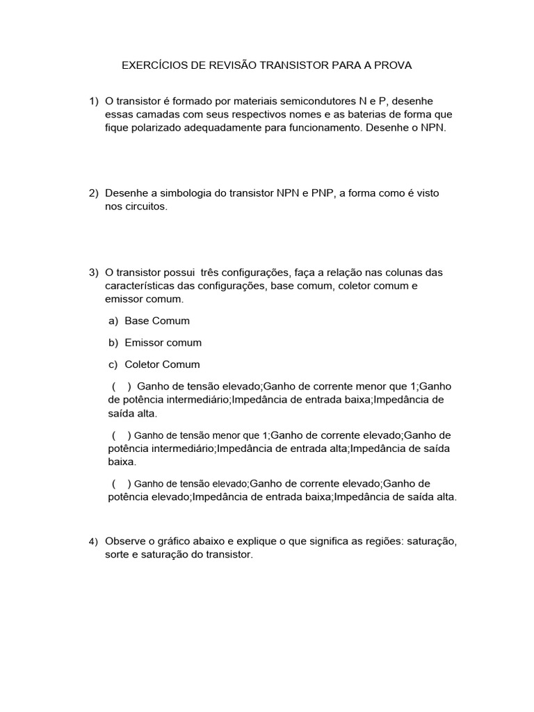 EXERCÍCIOS DE REVISÃO PARA 2a. PROVA | PDF