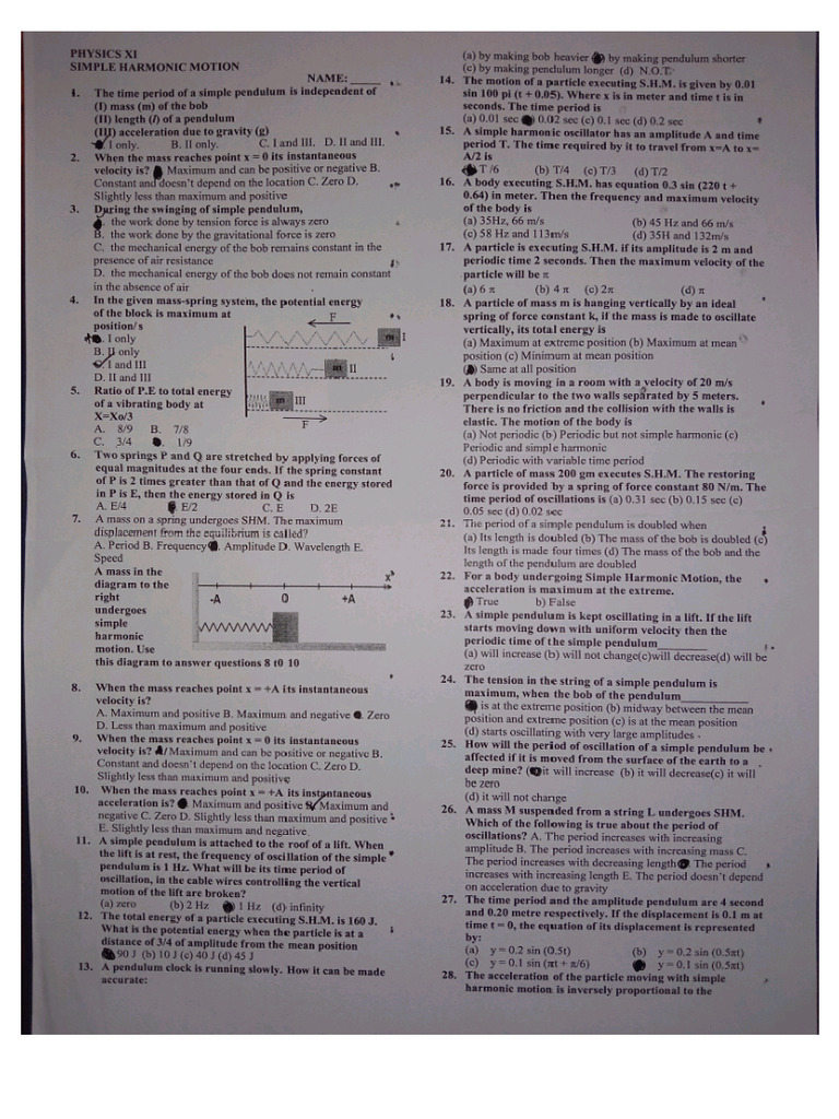 Physics-Simple Harmonic Motion | PDF