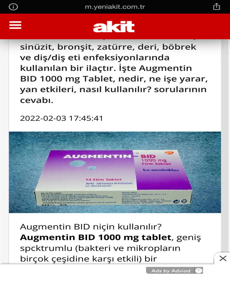 Augmentin Nedir Niçin Kullanılır Augmentin BID 1 | PDF