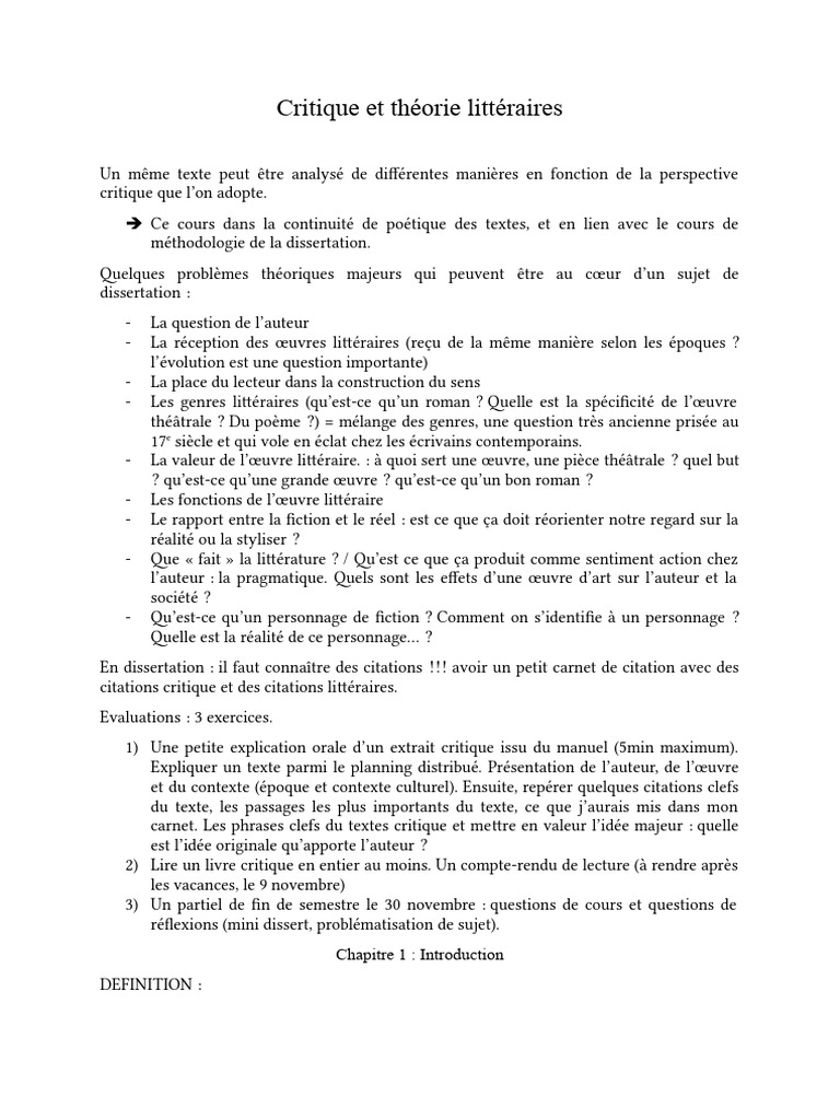 Critique et Théorie Littéraire | PDF | Intertextualité | Poétique ...