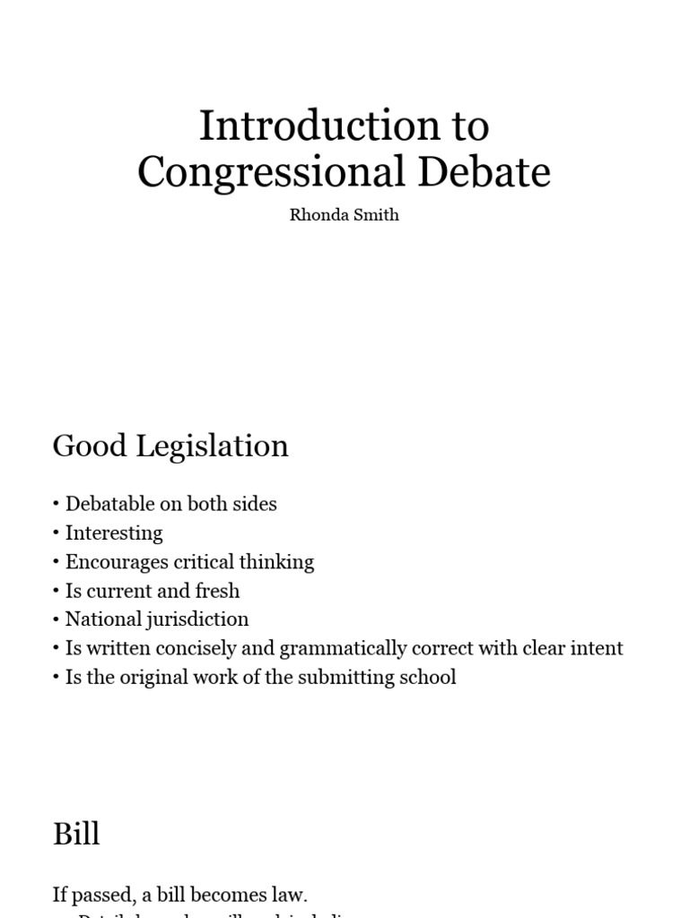 Introduction To Congressional Debate | PDF | Parliamentary Procedure ...