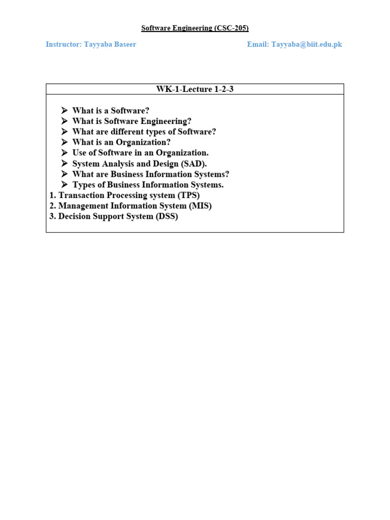 SE WK 1 Lec 1 2 3 | PDF | Information System | Software