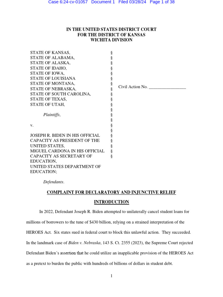 In The United States District Court For The District of Kansas Wichita ...