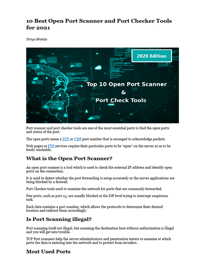 Top 10 Port Scanner Tools 2021 | PDF | Port (Computer Networking) | File Transfer Protocol