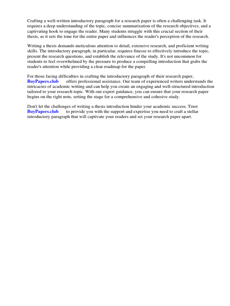 Research Paper Introductory Paragraph | PDF | Essays | Thesis