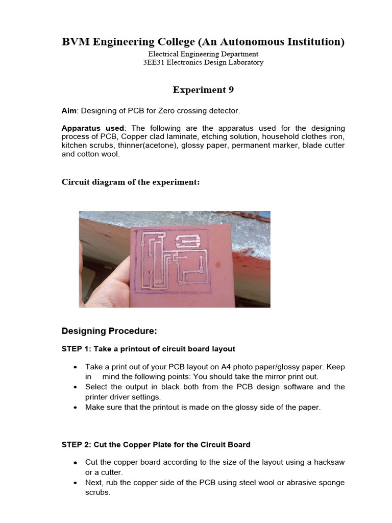 Pcb Designing Exp 9 | PDF | Printed Circuit Board | Etching
