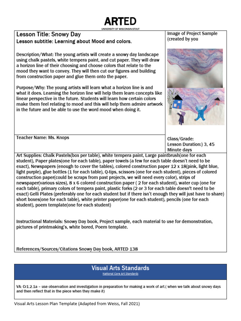 1st grade plan | PDF | Printmaking | Lesson Plan